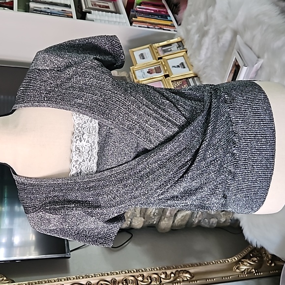 wanko | Tops | Wanko Sparkling Silver With Beads Overlay Top | Poshmark